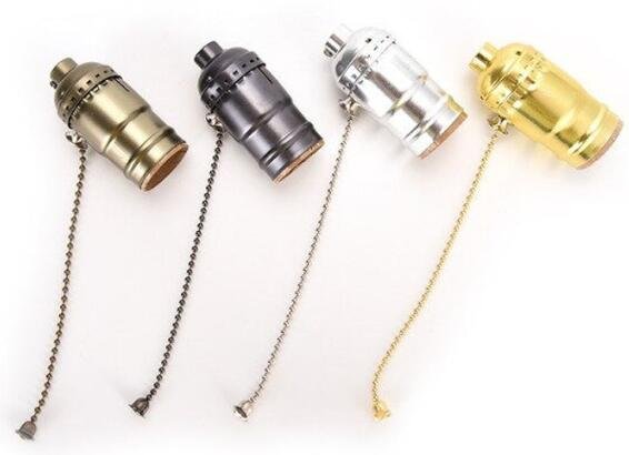 E26 E27 Aluminum Retro Light Sockets with Chain Switch | Customized ...